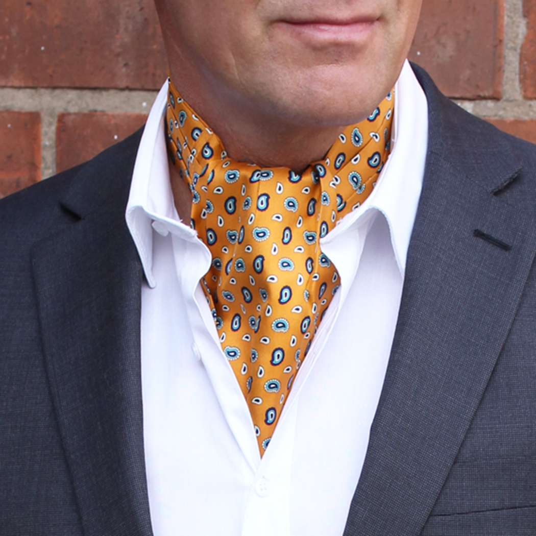 Orange/Paisley Silk Self-Tie Cravat | Paisley Silk Cravat | Mens Silk ...